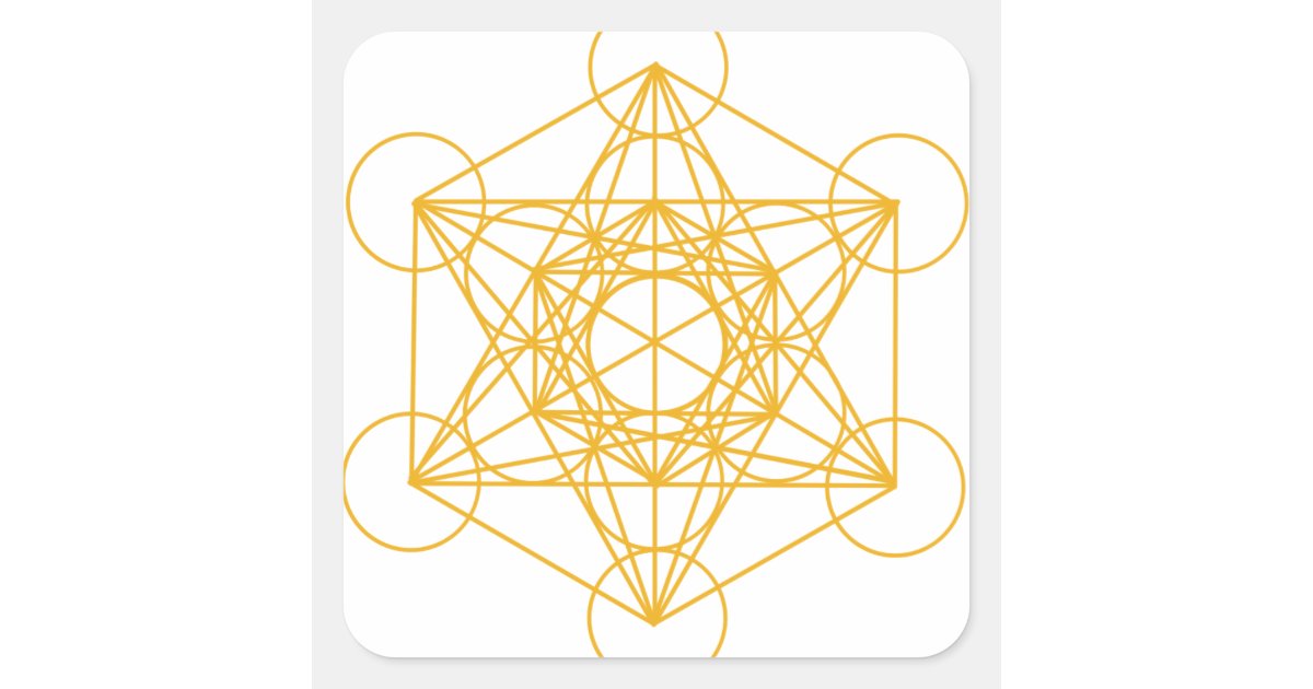 Metatron Cube Gold Square Sticker | Zazzle