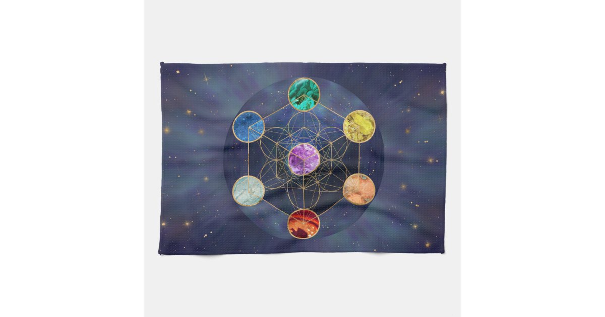 Metatron's Cube Chakras Sacred Geometry Kitchen Towel | Zazzle
