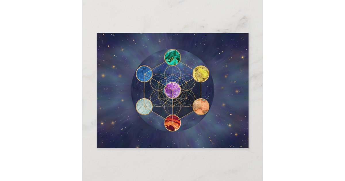Metatrons Cube Chakras Sacred Geometry Postcard Zazzle