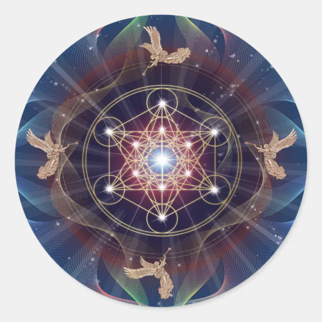 Metatron's Cube - Merkabah - Sacred Geometry Classic Round Sticker | Zazzle