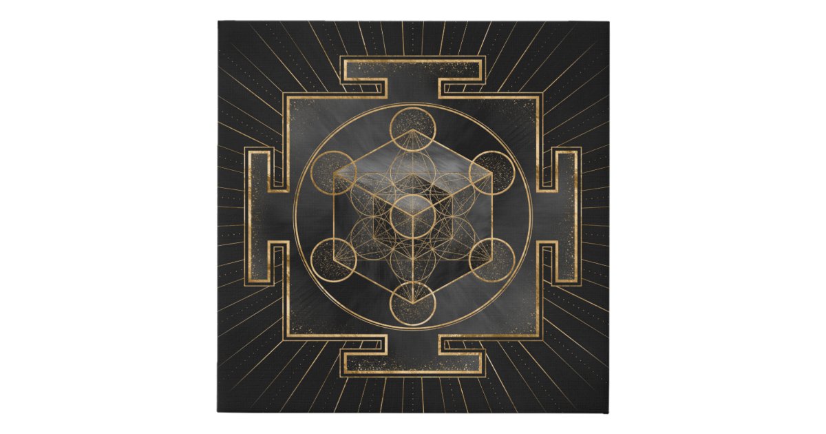 Metatron's Cube Sri Yantra Sacred Geometry Faux Canvas Print | Zazzle