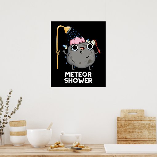 Meteor Shower Funny Science Pun Dark BG Poster | Zazzle