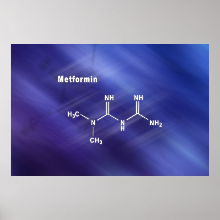 Metformin diabetes drug, Structural chemical formu Poster | Zazzle