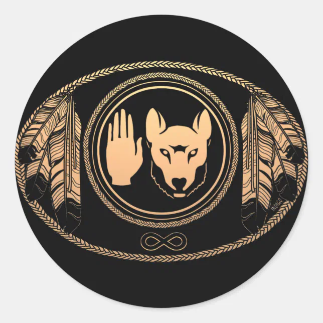 Metis Flag Art Stickers First Nations Wolf Gifts | Zazzle