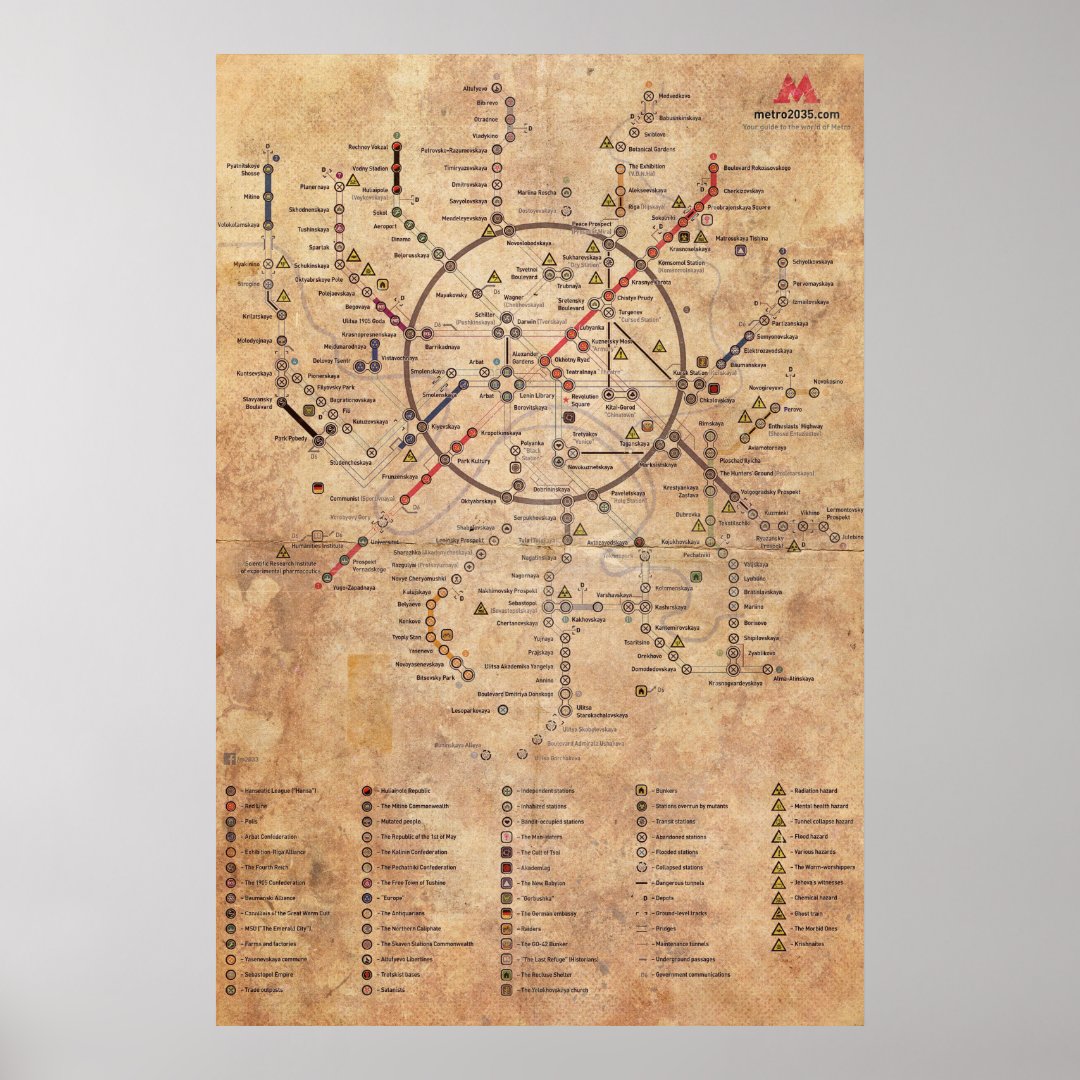 Metro 2033 Aged Map Poster | Zazzle