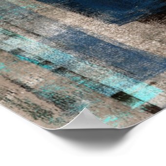 'Metro' Blue Abstract Art Painting Poster | Zazzle