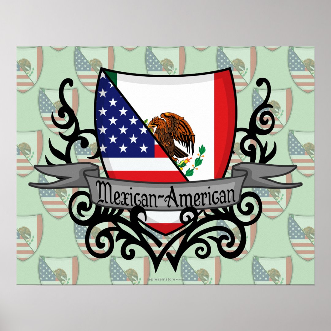 Mexican-American Shield Flag Poster | Zazzle