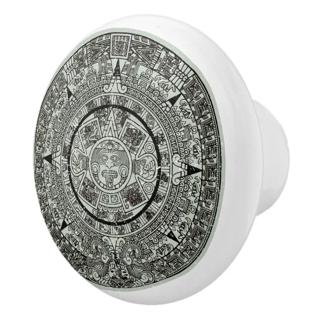 Mexican Aztec Sun Stone Mayan Calendar 1 Ceramic Knob | Zazzle