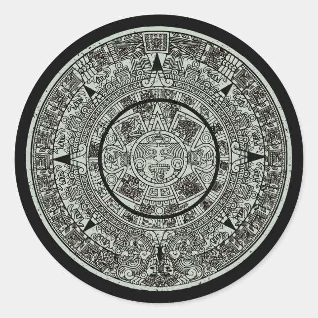 Mexican Aztec Sun Stone Mayan Calendar 1 Classic Round Sticker | Zazzle