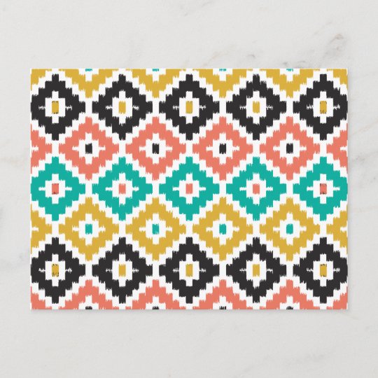 Mexican Aztec Tribal Print Ikat Diamond Pattern Postcard | Zazzle.com