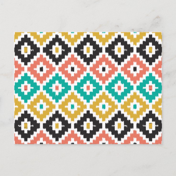 Mexican Aztec Tribal Print Ikat Diamond Pattern Postcard | Zazzle