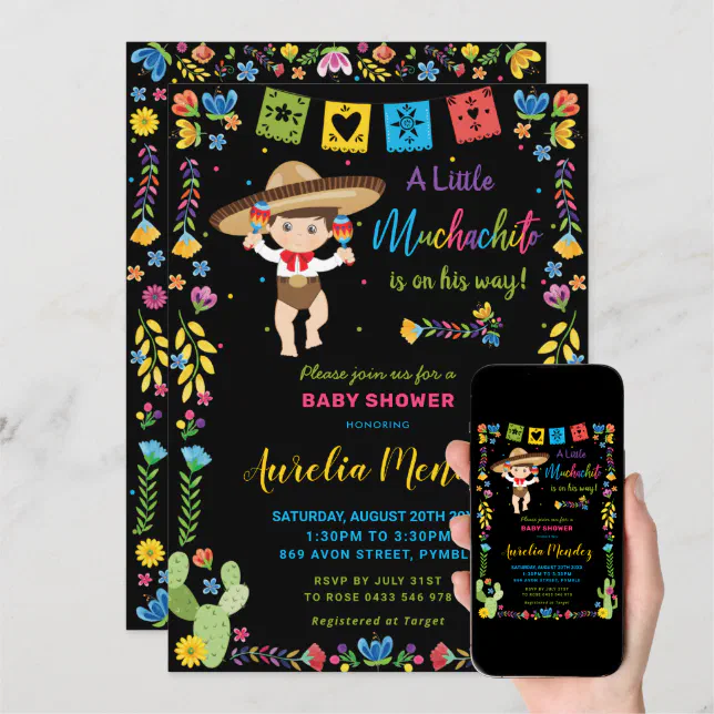 Mexican Baby Muchachito Fiesta Shower Invitation | Zazzle