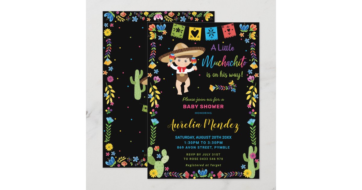 Mexican Baby Muchachito Fiesta Shower Invitation | Zazzle