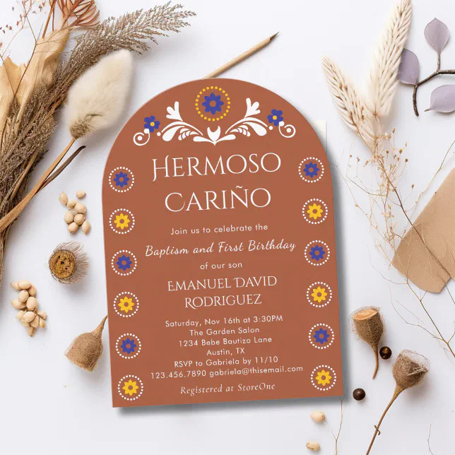 Mexican Barro Cielito Lindo Baptism & 1st Birthday Invitation | Zazzle