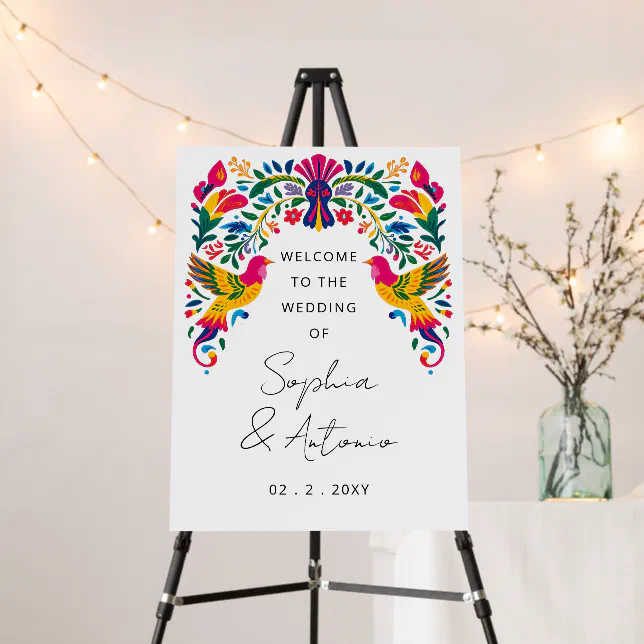 Mexican Birds Otomi Floral Fiesta Welcome Sign | Zazzle