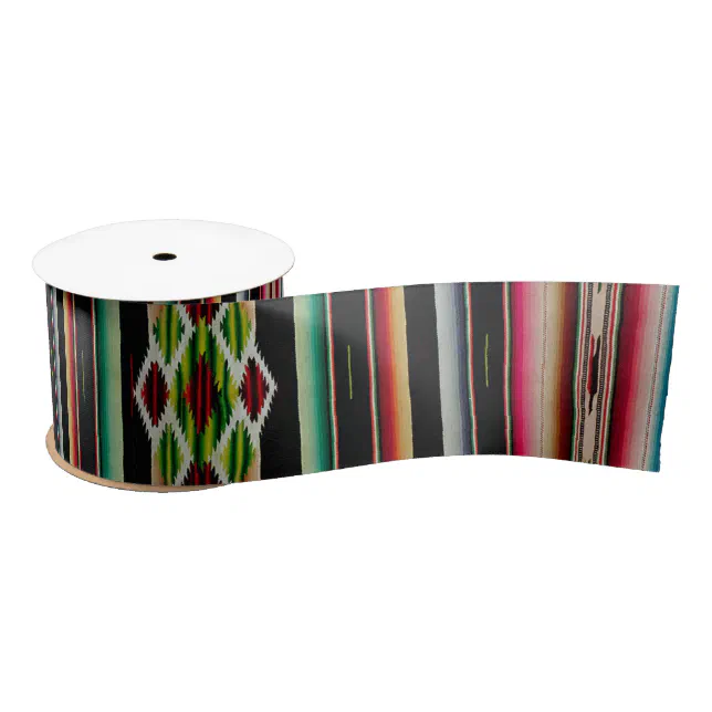 Mexican Blanket Traditional Spanish Fiesta Serape Satin Ribbon | Zazzle