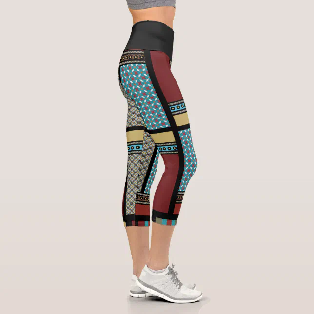 Mexican Block Stripe Pattern 1 Capri Leggings | Zazzle