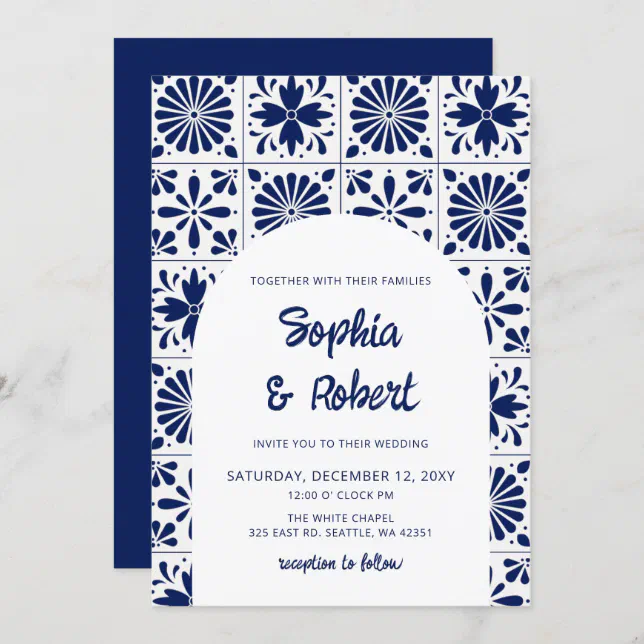 Mexican Blue Talavera Tiles Wedding Invitation | Zazzle