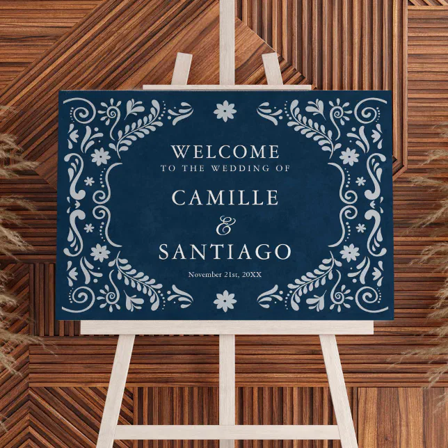 Mexican Blue Talavera Wedding Welcome Sign | Zazzle