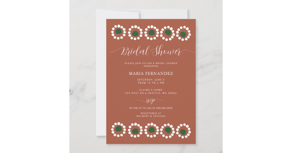 Mexican Boho Barro Bridal Shower Invitation | Zazzle