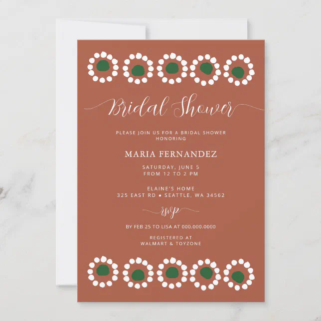 Mexican Boho Barro Bridal Shower Invitation | Zazzle