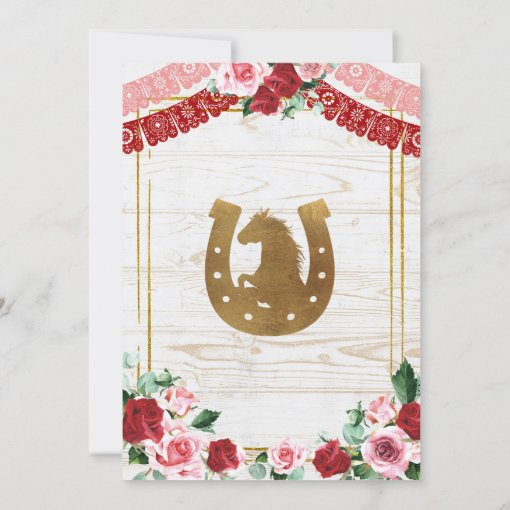 Mexican Charra Pink and Red Rose Sibling Birthday Invitation | Zazzle