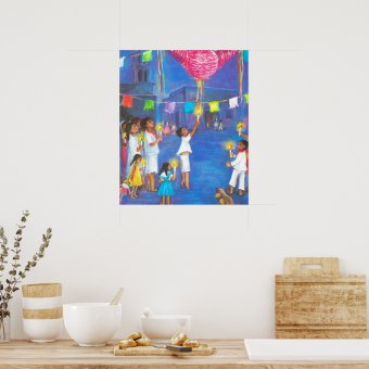 Mexican Christmas, Children and pinatas Poster | Zazzle