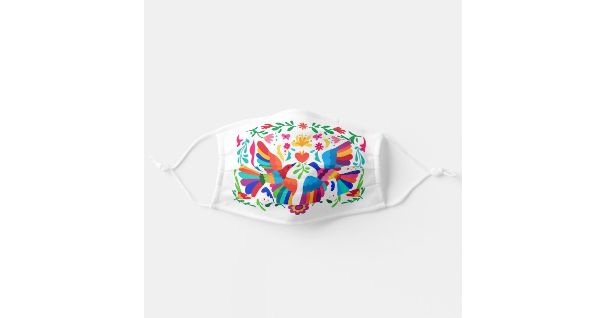 Mexican Cino De Mayo Fiesta Flora White Adult Cloth Face Mask | Zazzle