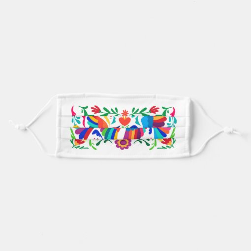 Mexican Cino De Mayo Fiesta Flora White Adult Cloth Face Mask | Zazzle