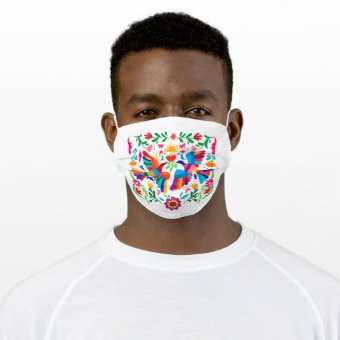 Mexican Cino De Mayo Fiesta Flora White Adult Cloth Face Mask | Zazzle