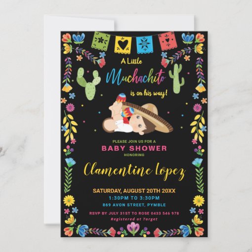 Mexican Cute Little Muchachito Boy Baby Shower Invitation | Zazzle