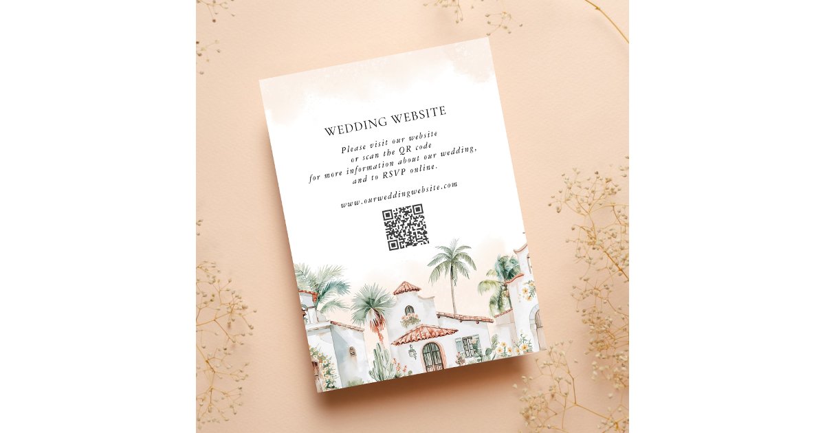 Mexican Dream Destination QR Code Wedding Details Enclosure Card | Zazzle
