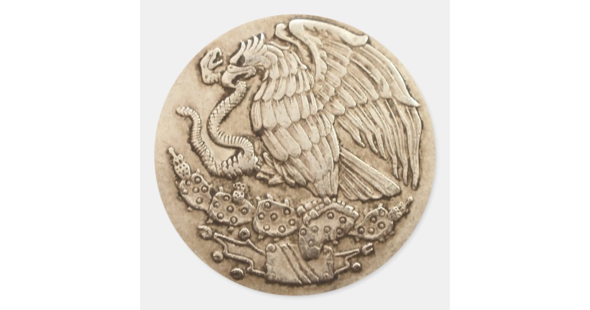 Mexican eagle classic round sticker | Zazzle