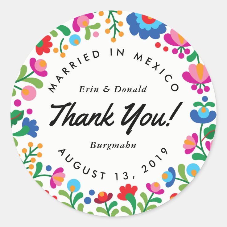 Mexican Embroidery Colorful Round Sticker | Zazzle