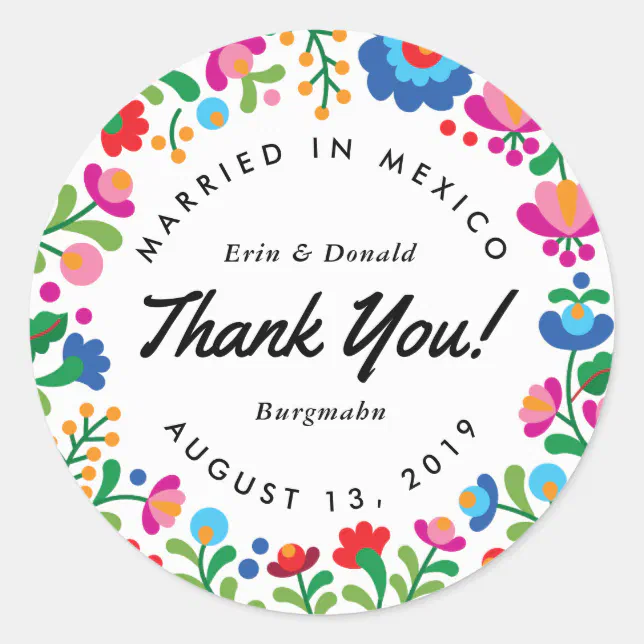Mexican Embroidery Colorful Round Sticker | Zazzle