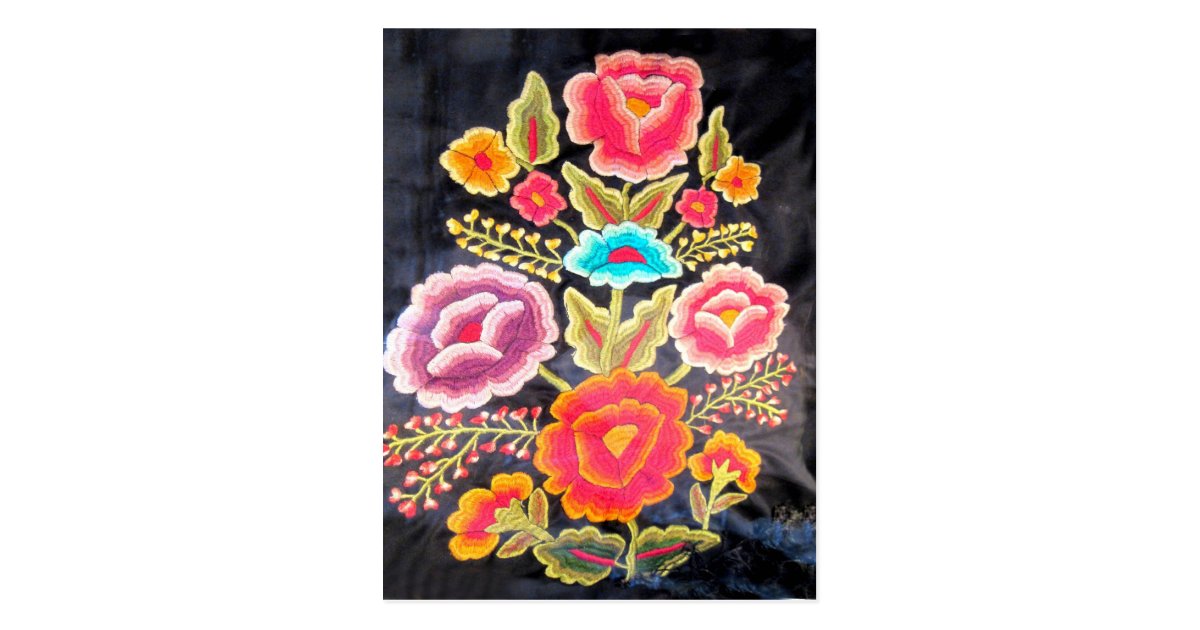 Mexican Embroidery design Postcard | Zazzle.com