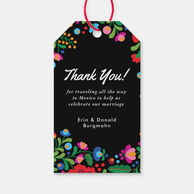 Mexican Embroidery Favor Gift Tag Custom Photo | Zazzle