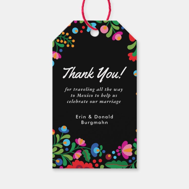 Mexican Embroidery Favor Gift Tag Custom Photo | Zazzle