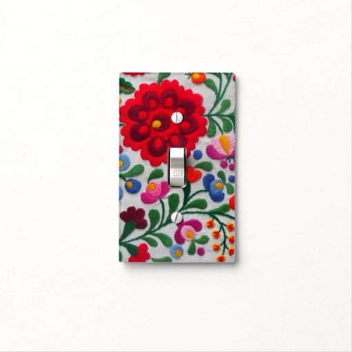 Mexican Embroidery Light Switch Plate Floral | Zazzle