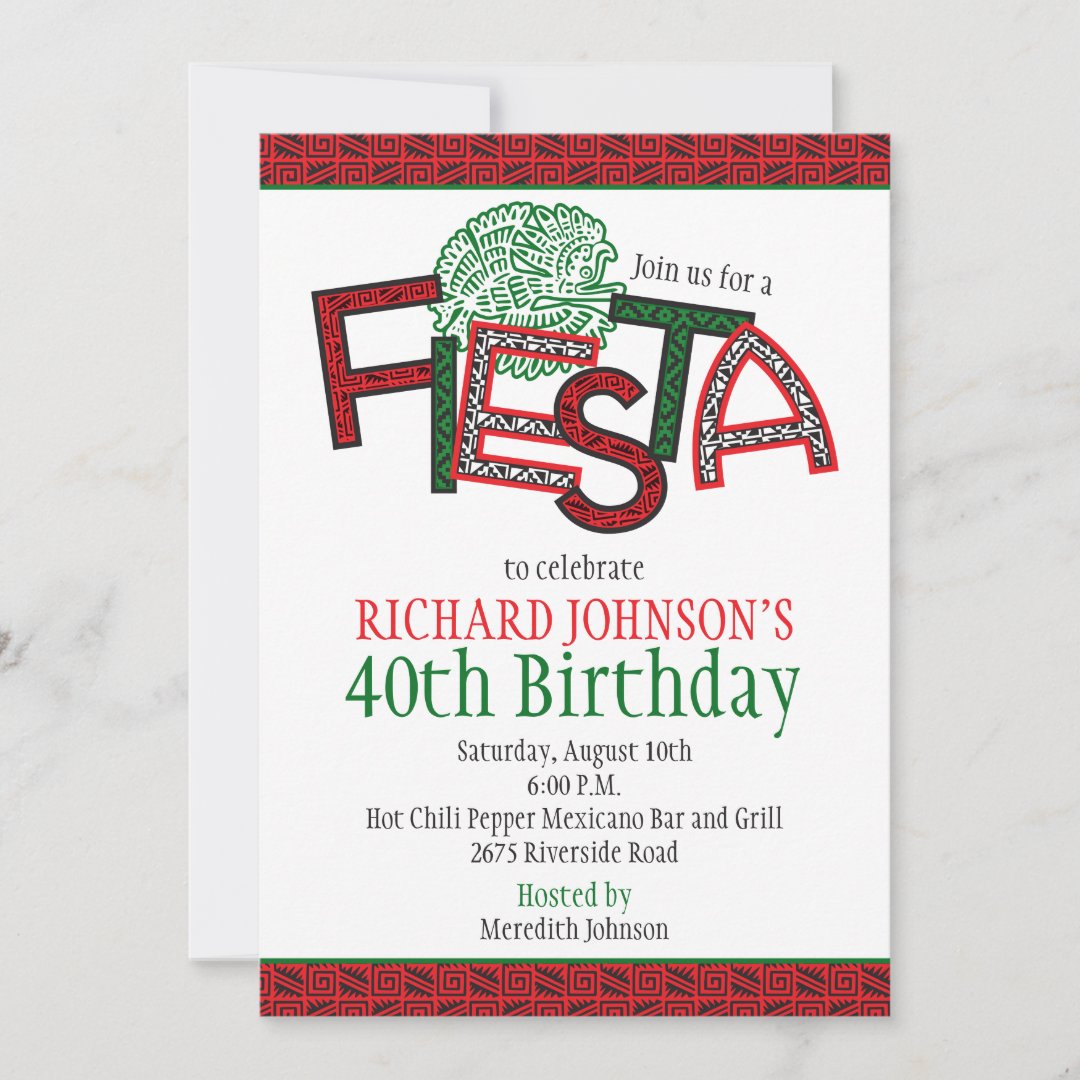 Mexican Fiesta Aztec Birthday Party Invitation | Zazzle