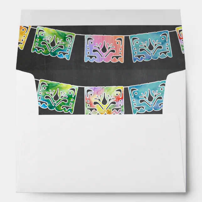 Mexican fiesta banner watercolor mailing envelopes | Zazzle