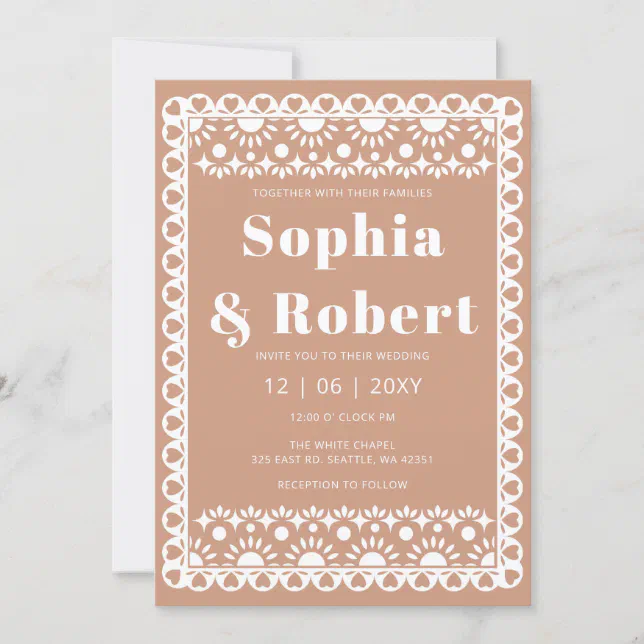 Mexican Fiesta Barro Papel Picado Boho Wedding Invitation | Zazzle