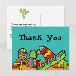 Mexican Fiesta Birthday Thank You Postcard | Zazzle