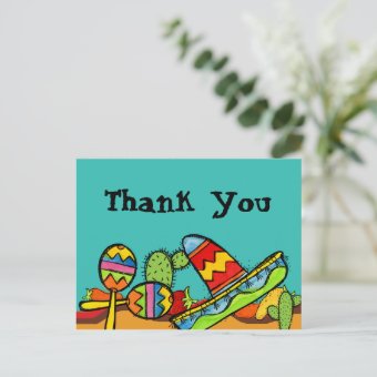 Mexican Fiesta Birthday Thank You Postcard | Zazzle