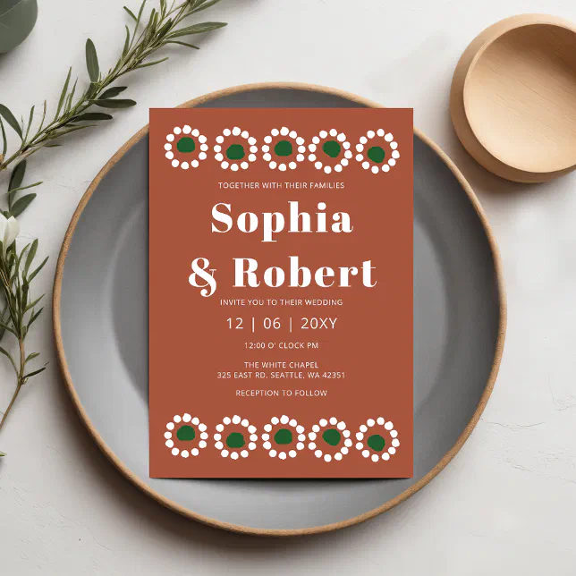 Mexican Fiesta Boho Barro Wedding Invitation | Zazzle