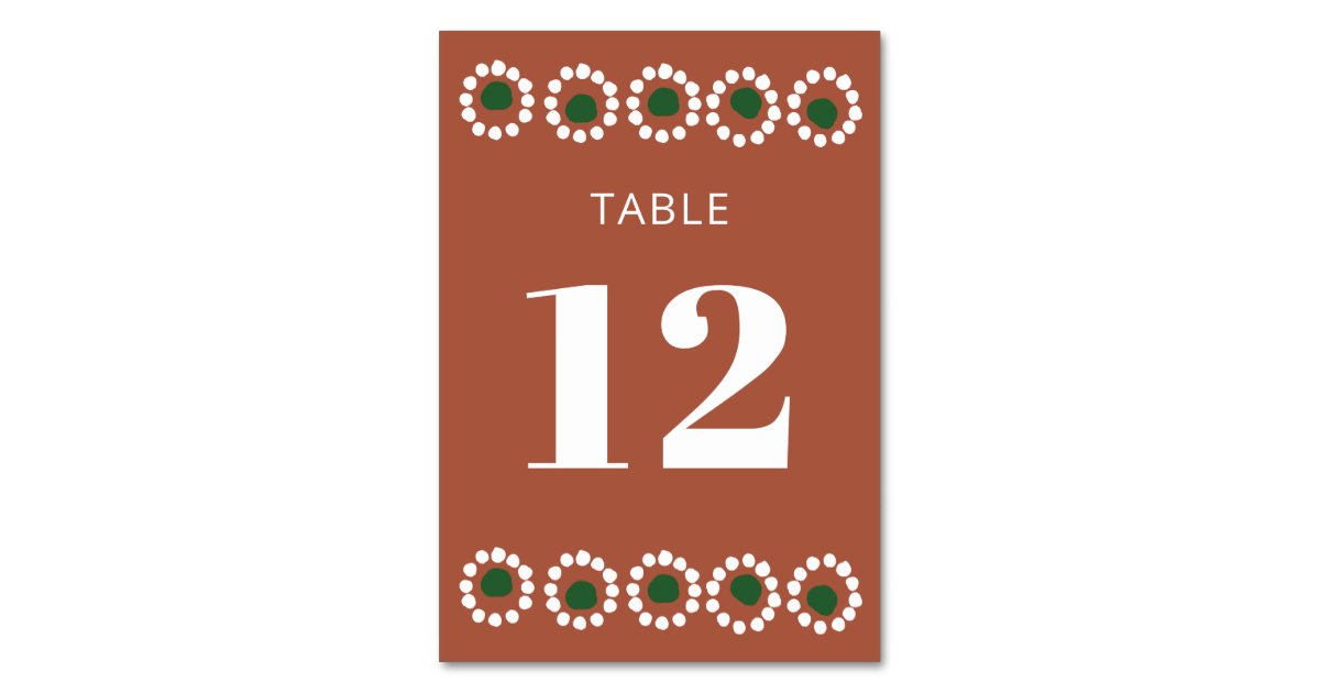 Mexican Fiesta Boho Barro Wedding Table Number | Zazzle