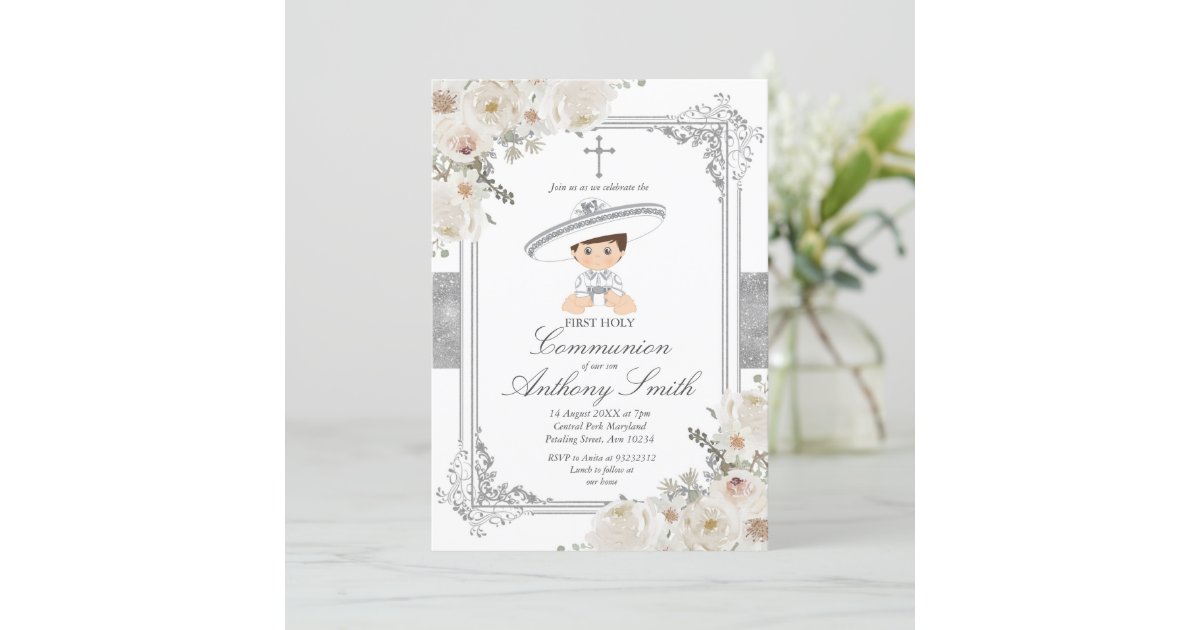 Mexican Fiesta Boy First Holy Communion Invitation | Zazzle