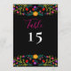 Mexican Fiesta Colorful Floral Black Table Number | Zazzle