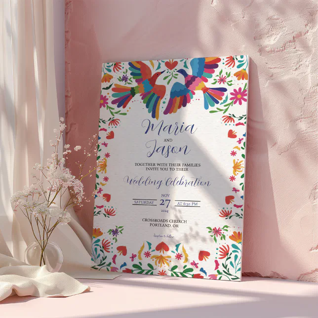 Mexican Fiesta Colorful Floral Modern Boda Wedding Invitation | Zazzle
