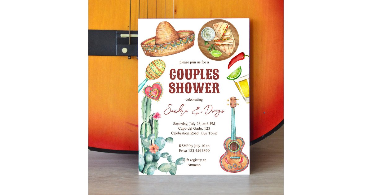 Mexican fiesta couples shower invitation | Zazzle